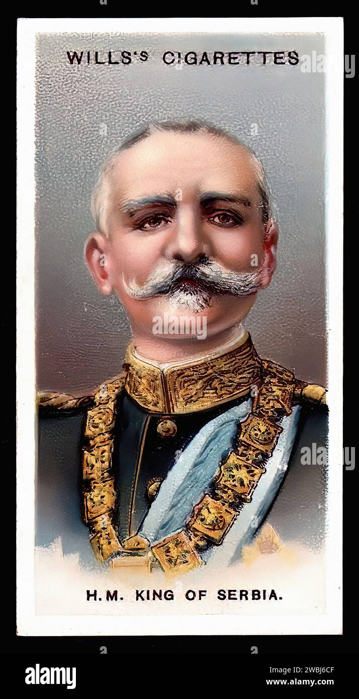 King of Serbia - Vintage Cigarette Card Illustration Stock Photo - Alamy