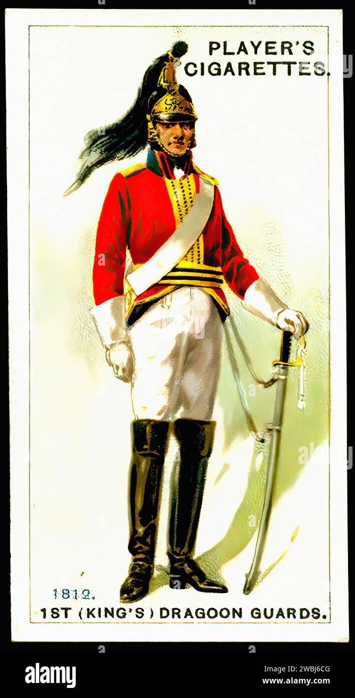 Kings Dragoon Guards, 1812 - Vintage Cigarette Card Illustration Stock ...