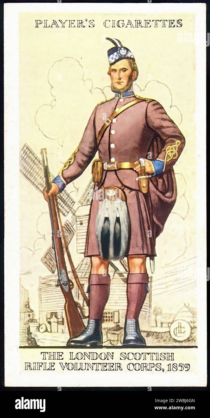London Scottish Rifle Volunteer - Vintage Cigarette Card Illustration ...