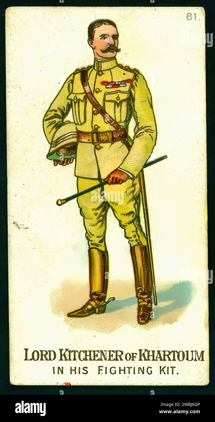Lord Kitchener of Khartoum - Vintage Cigarette Card Illustration Stock ...