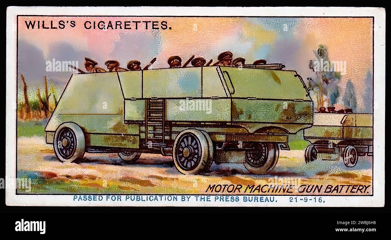 Machine-Gun Battery - Vintage Cigarette Card Illustration Stock Photo ...