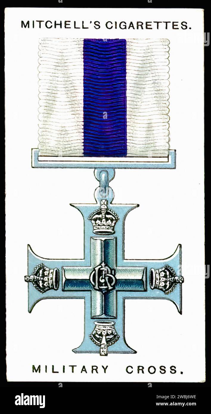 Military Cross Medal - Vintage Cigarette Card Illustration Stock Photo ...