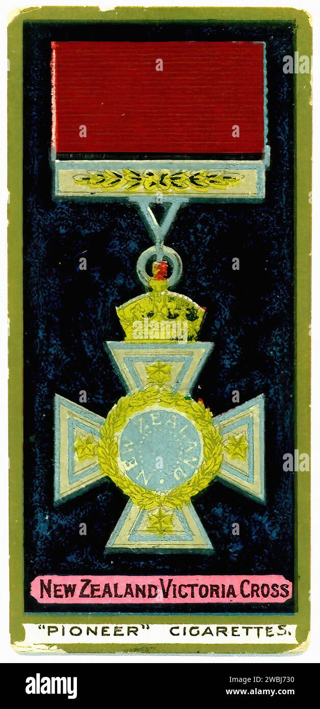 New Zealand Victoria Cross - Vintage Cigarette Card Illustration Stock ...