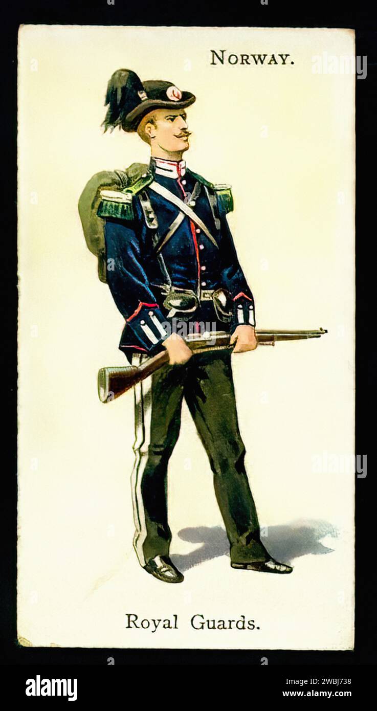 Norway Royal Guard - Vintage Cigarette Card Illustration Stock Photo ...