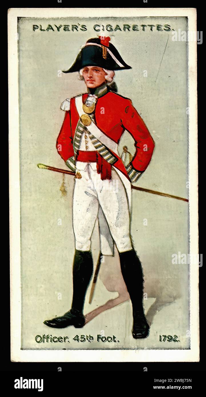 Officer 45th Foot Regiment - Vintage Cigarette Card Illustration Stock ...