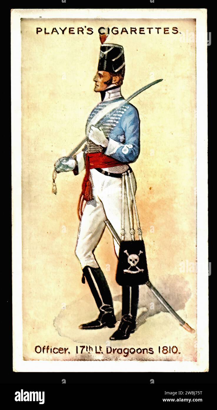 Officer 17th Light Dragoons 1810 - Vintage Cigarette Card Illustration Stock Photo - Alamy
