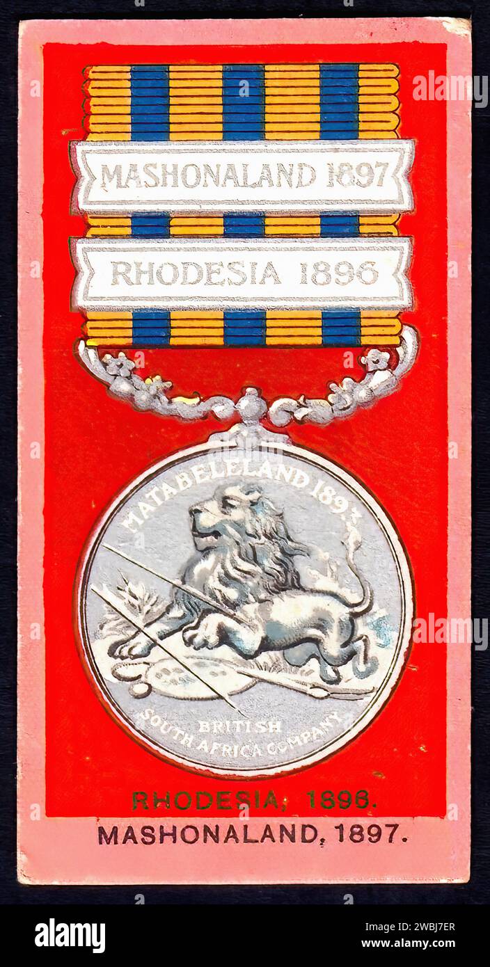 Rhodesia Mashonaland Medal - Vintage Cigarette Card Illustration Stock ...