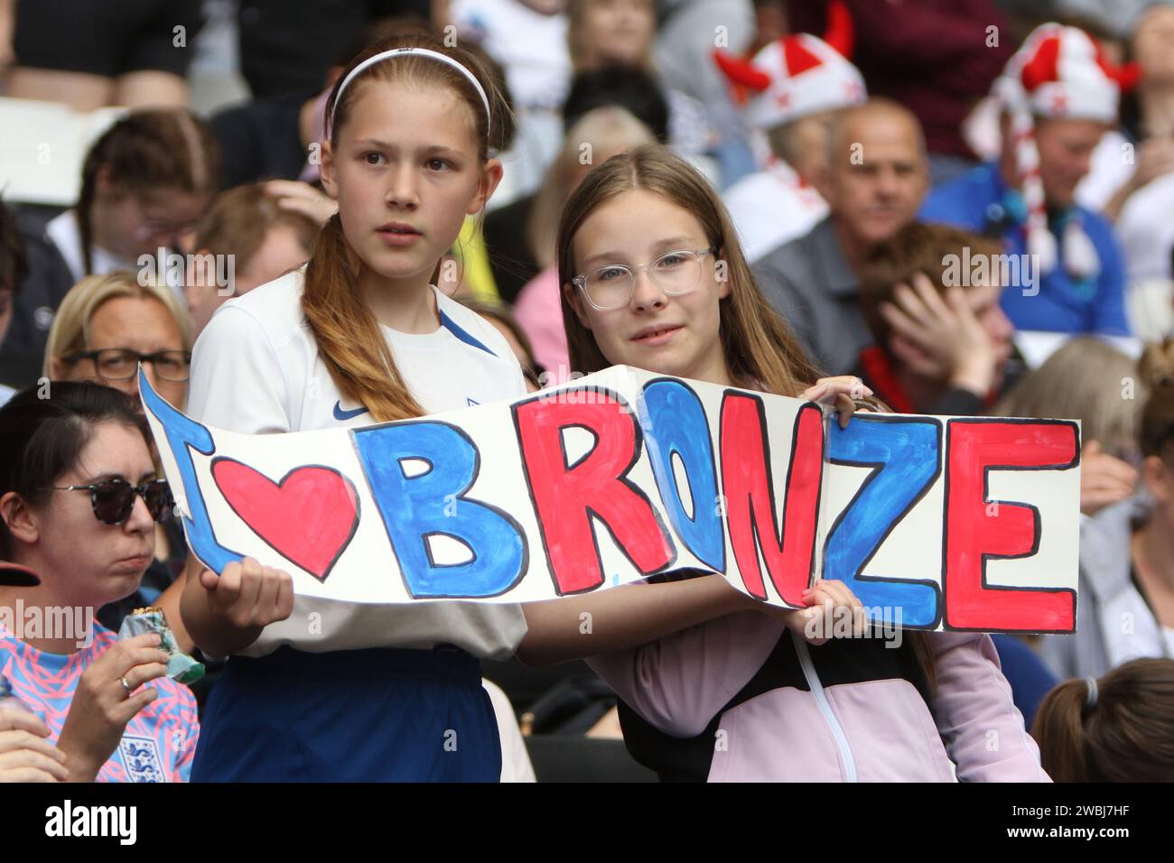 Lucy Bronze fans with home made banner I love Bronze at England ...