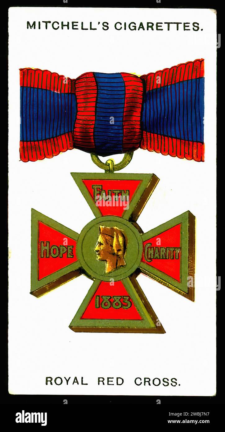Royal Red Cross Medal - Vintage Cigarette Card Illustration Stock Photo ...