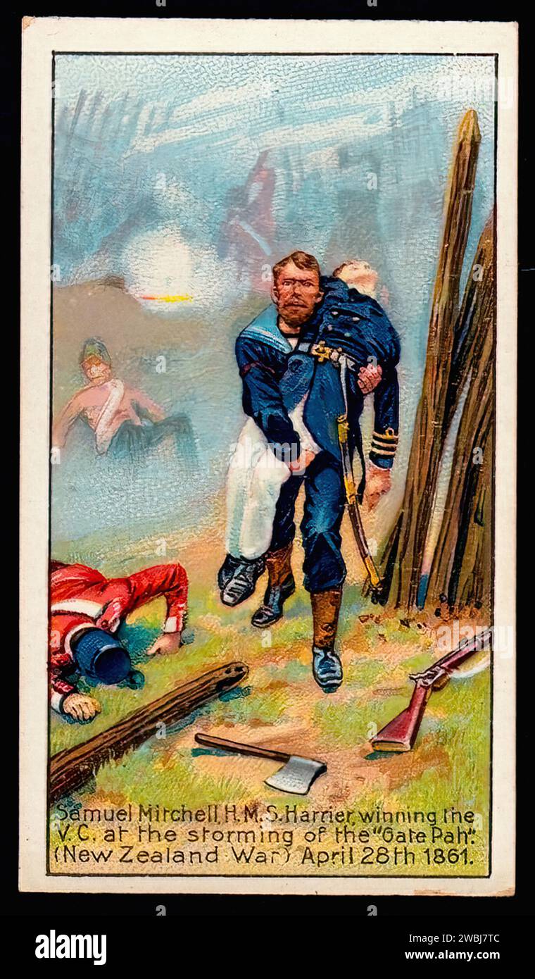 Samuel Mitchell VC - Vintage Cigarette Card Illustration Stock Photo ...