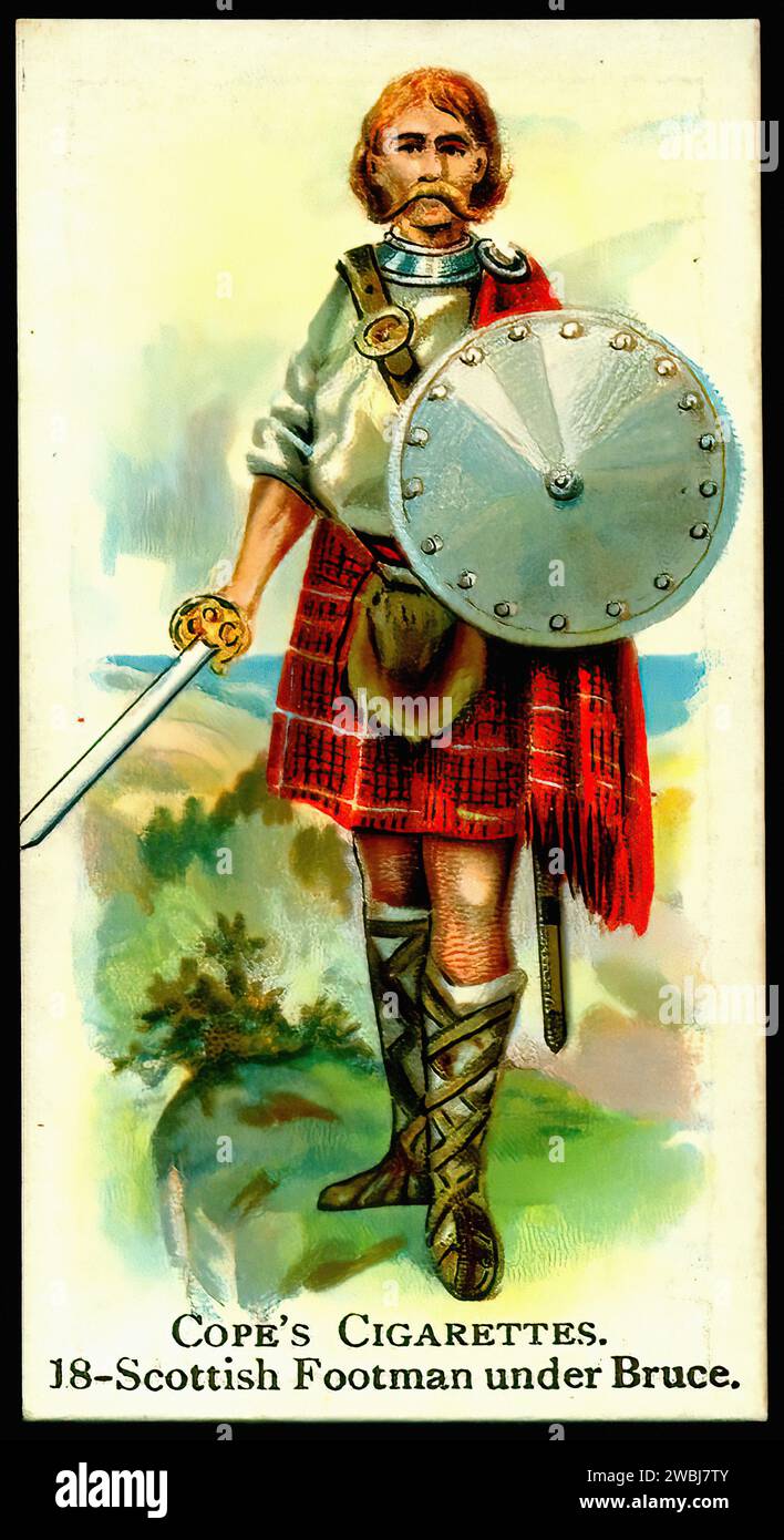 Scottish Footman under Bruce - Vintage Cigarette Card Illustration ...