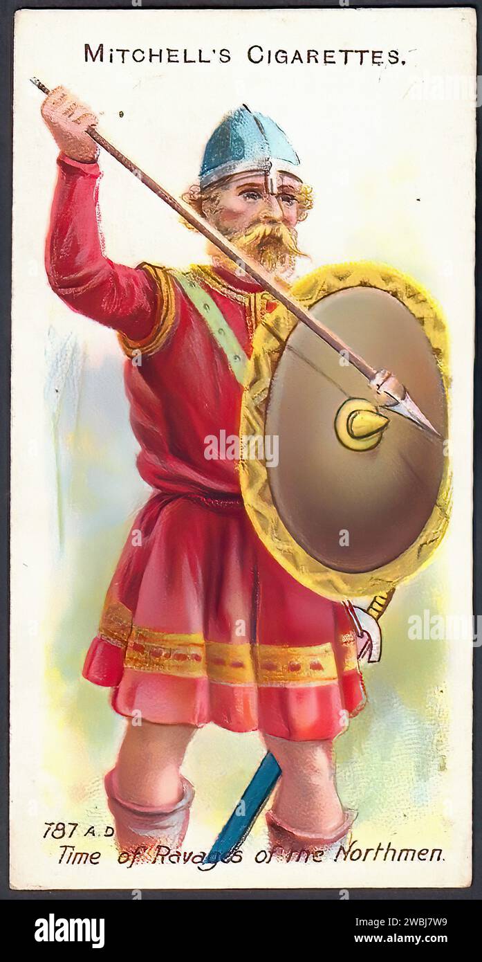 Saxon Warrior 787AD - Vintage Cigarette Card Illustration Stock Photo ...