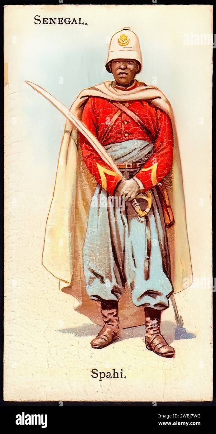 Senegalese Spahi - Vintage Cigarette Card Illustration Stock Photo - Alamy