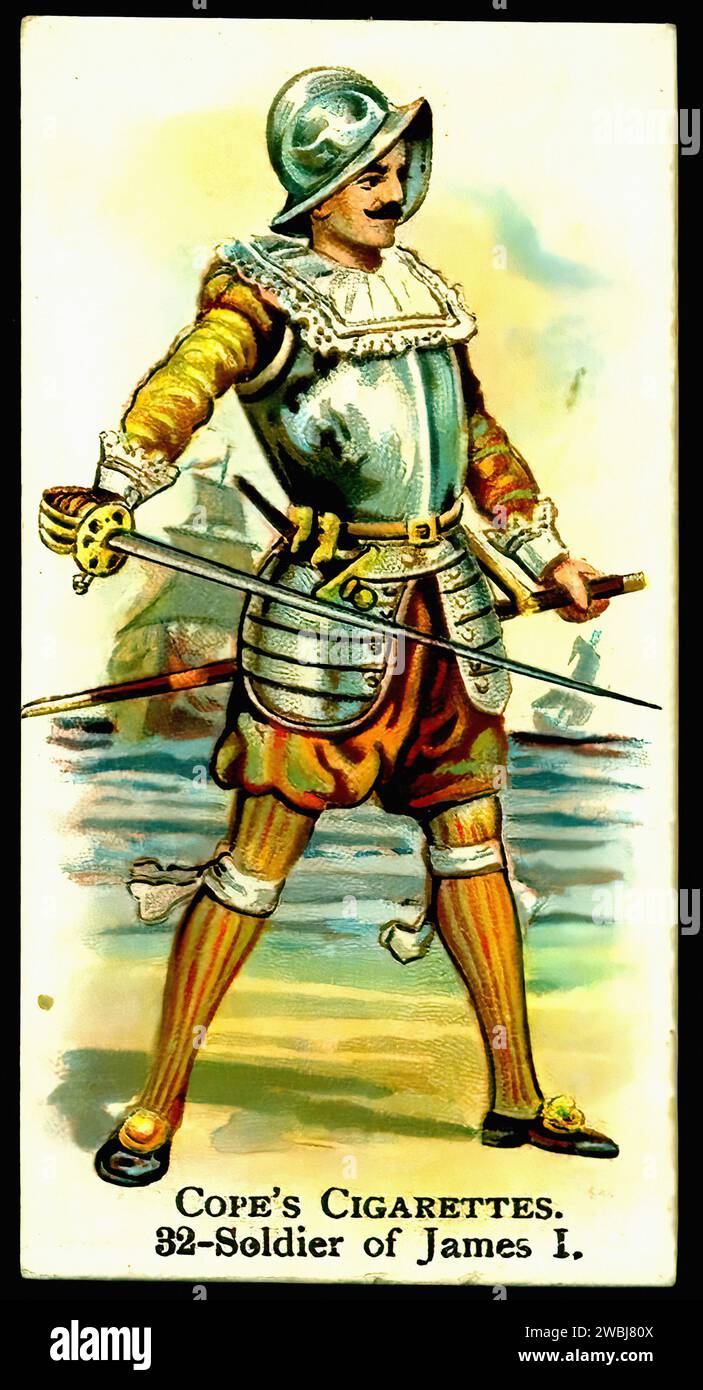 Soldier of James I - Vintage Cigarette Card Illustration Stock Photo ...