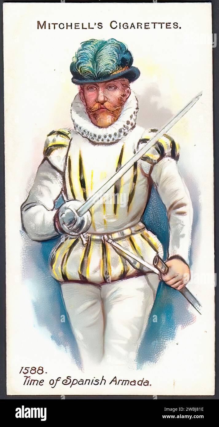 Spanish Armada - Vintage Cigarette Card Illustration Stock Photo - Alamy