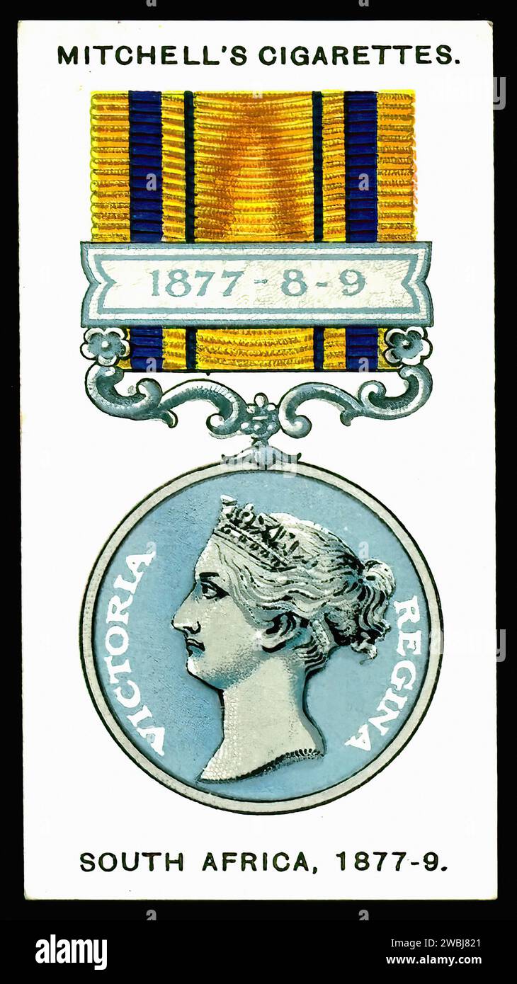 South Africa 1877-9 Medal - Vintage Cigarette Card Illustration Stock ...