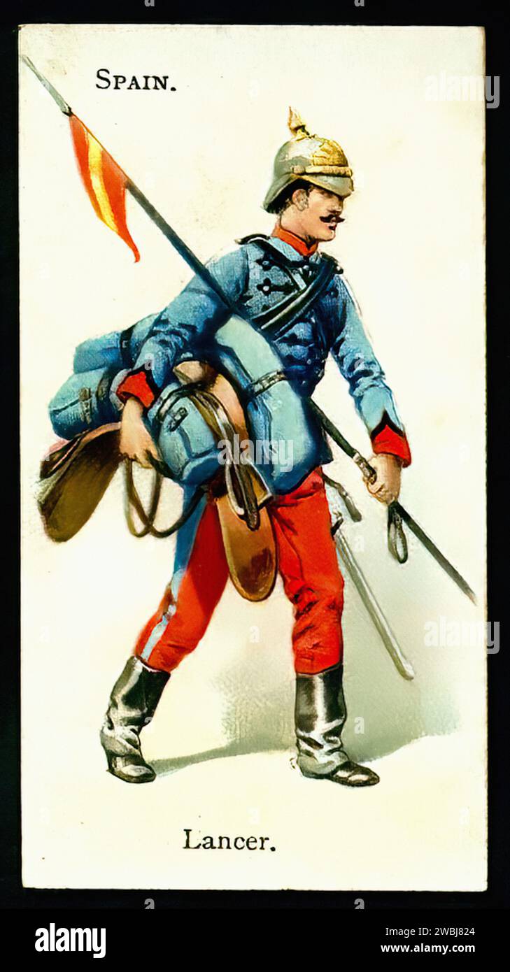 Spanish Lancer - Vintage Cigarette Card Illustration Stock Photo - Alamy