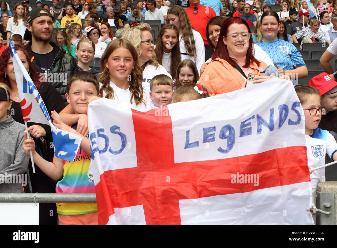 Fans with St George's flag at England Lionesses women's football team v ...