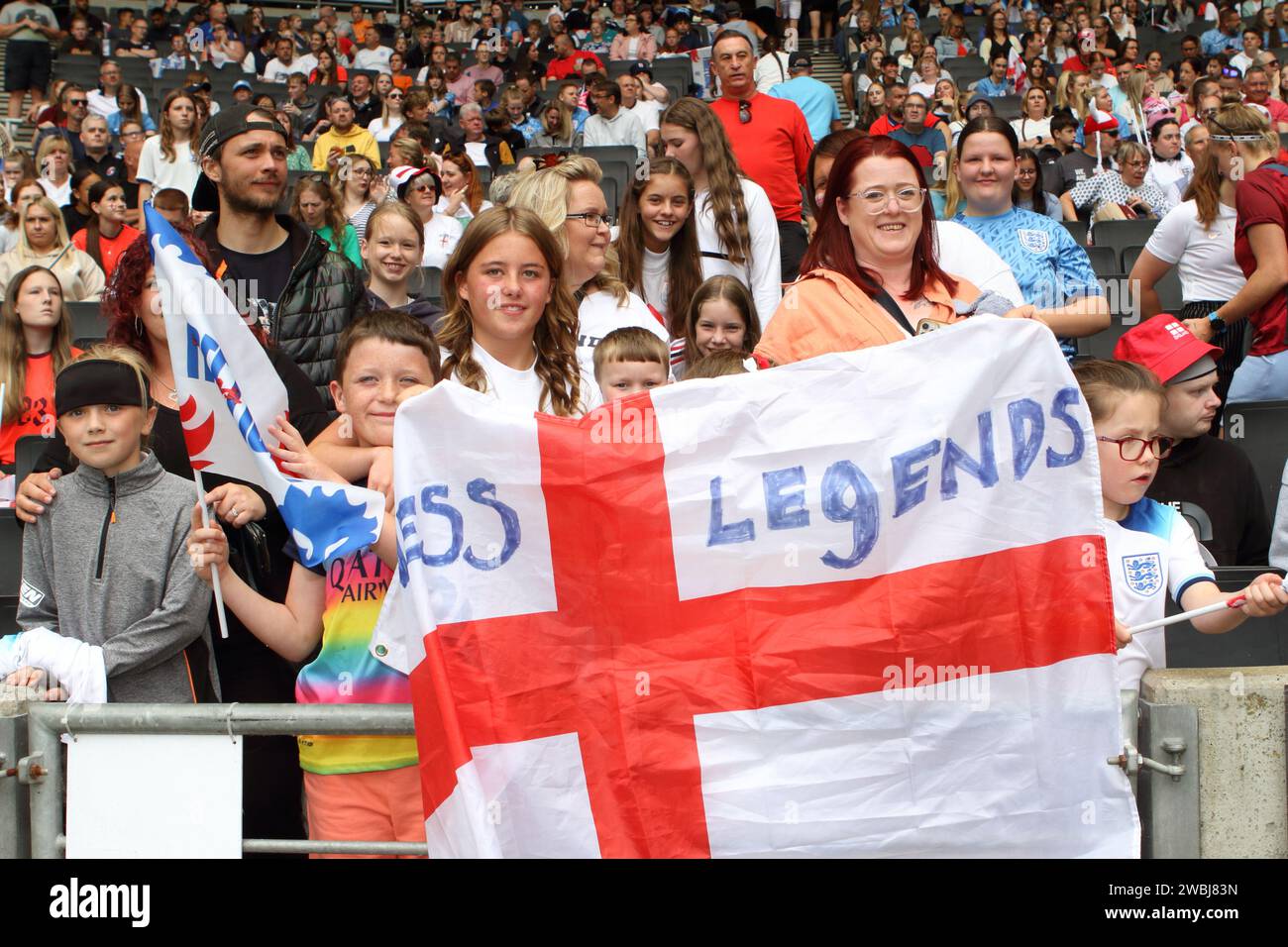 Fans with St George's flag at England Lionesses women's football team v ...