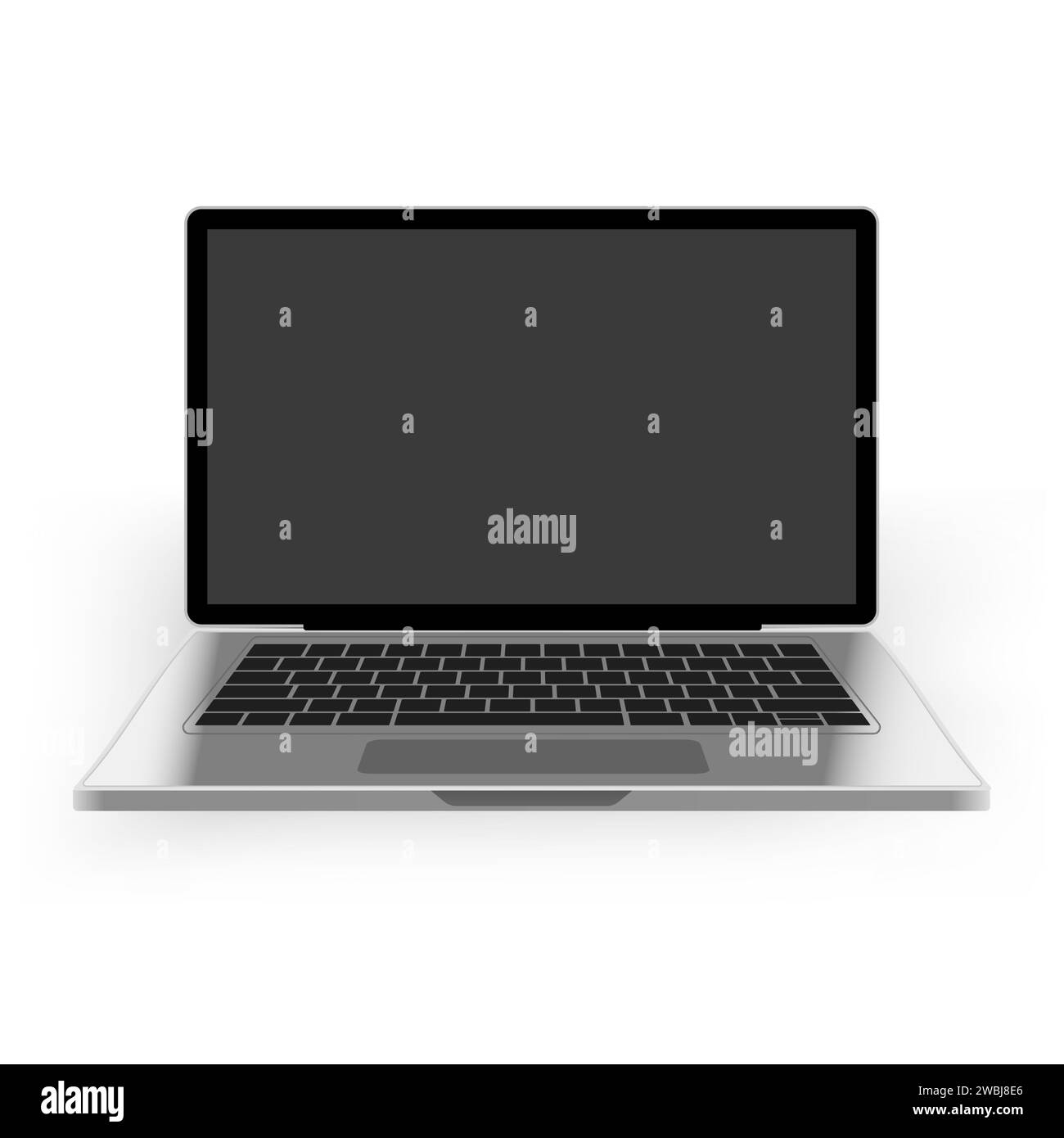 Laptop modern frameless with blank screen isolated on transparent ...