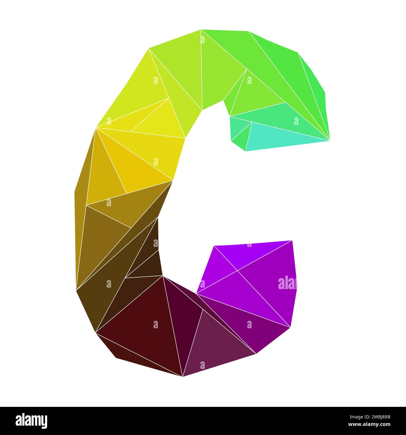 Polygonal letter C logo. Mosaic of alphabet. Triangles, Letter from geometric shapes Stock ...