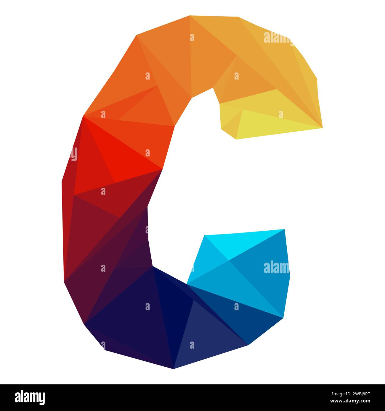 Polygonal letter C logo. Mosaic of alphabet. Triangles, Letter from ...