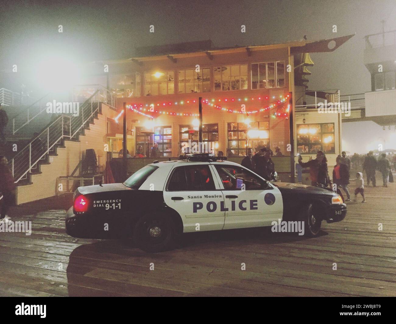 Police car on Santa Monica Pier in Los Angeles, California Stock Photo ...