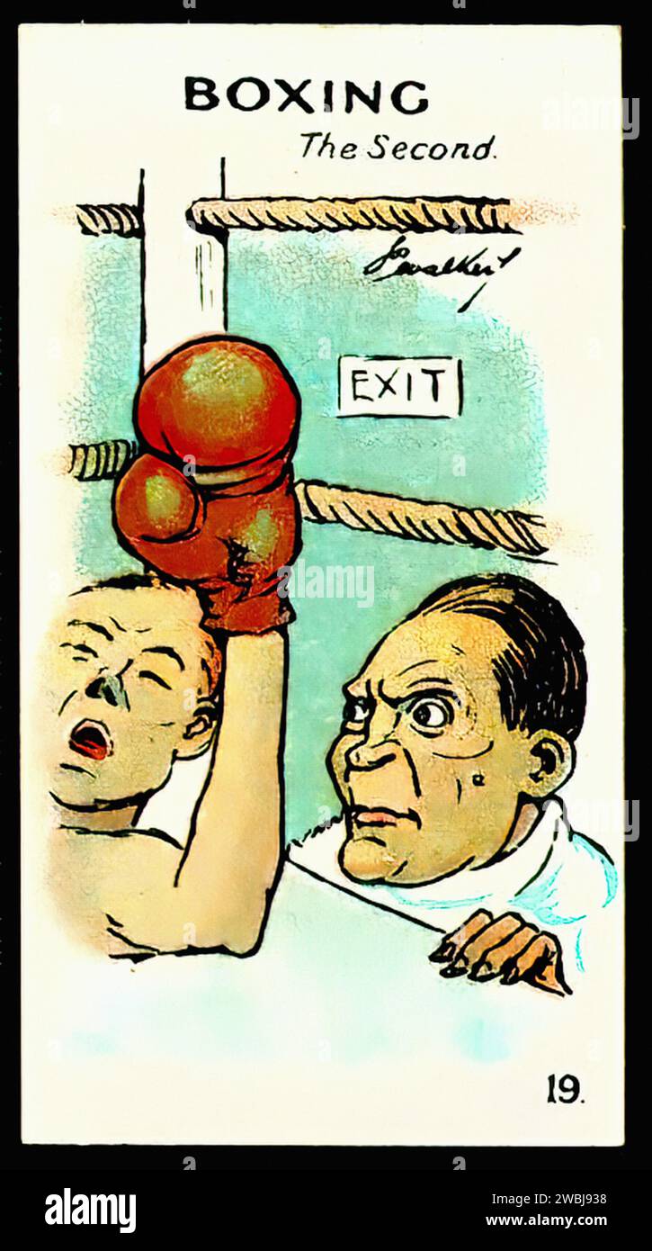 Boxing, the Second - Vintage Cigarette Card Illustration Stock Photo ...