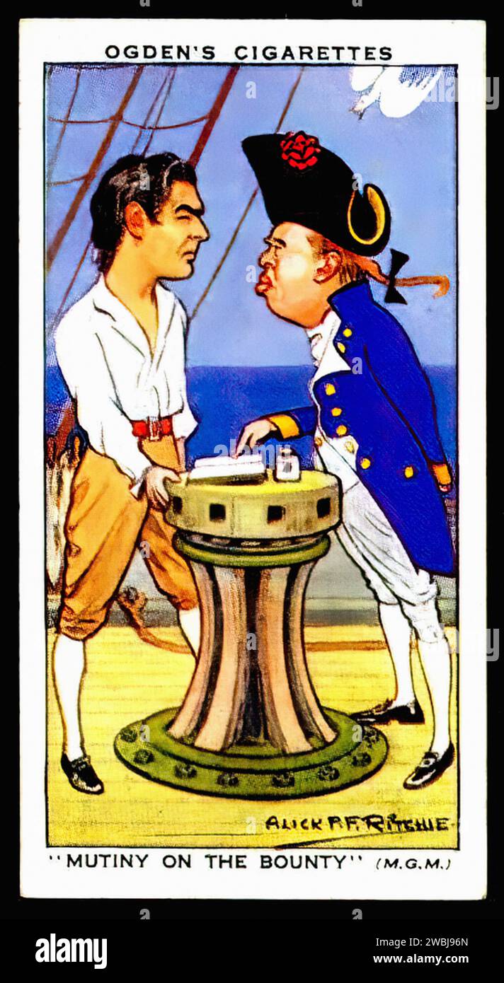 Charles Laughton & Clark Gable - Vintage Cigarette Card Illustration ...