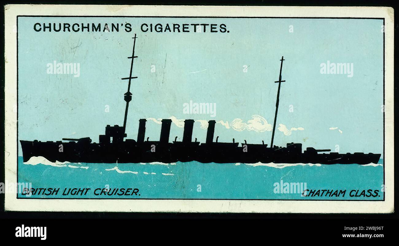 Chatham Class Cruiser - Vintage Cigarette Card Illustration Stock Photo ...