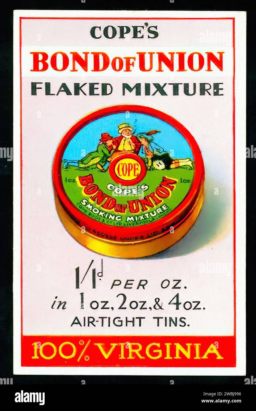 Cope's Bond of Union Tobacco - Vintage Cigarette Card Illustration ...