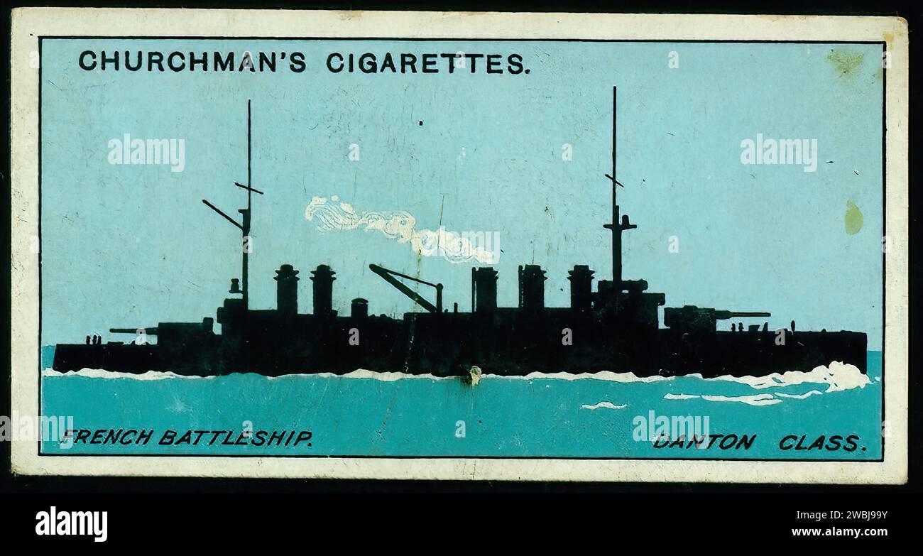 Danton Class Battleship - Vintage Cigarette Card Illustration Stock ...