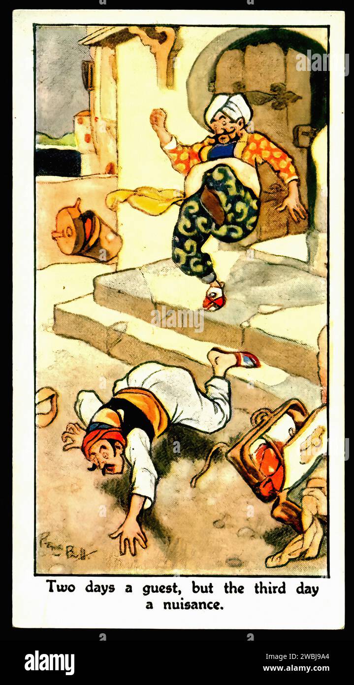 Don't Overstay Your Welcome - Vintage Cigarette Card Illustration Stock ...
