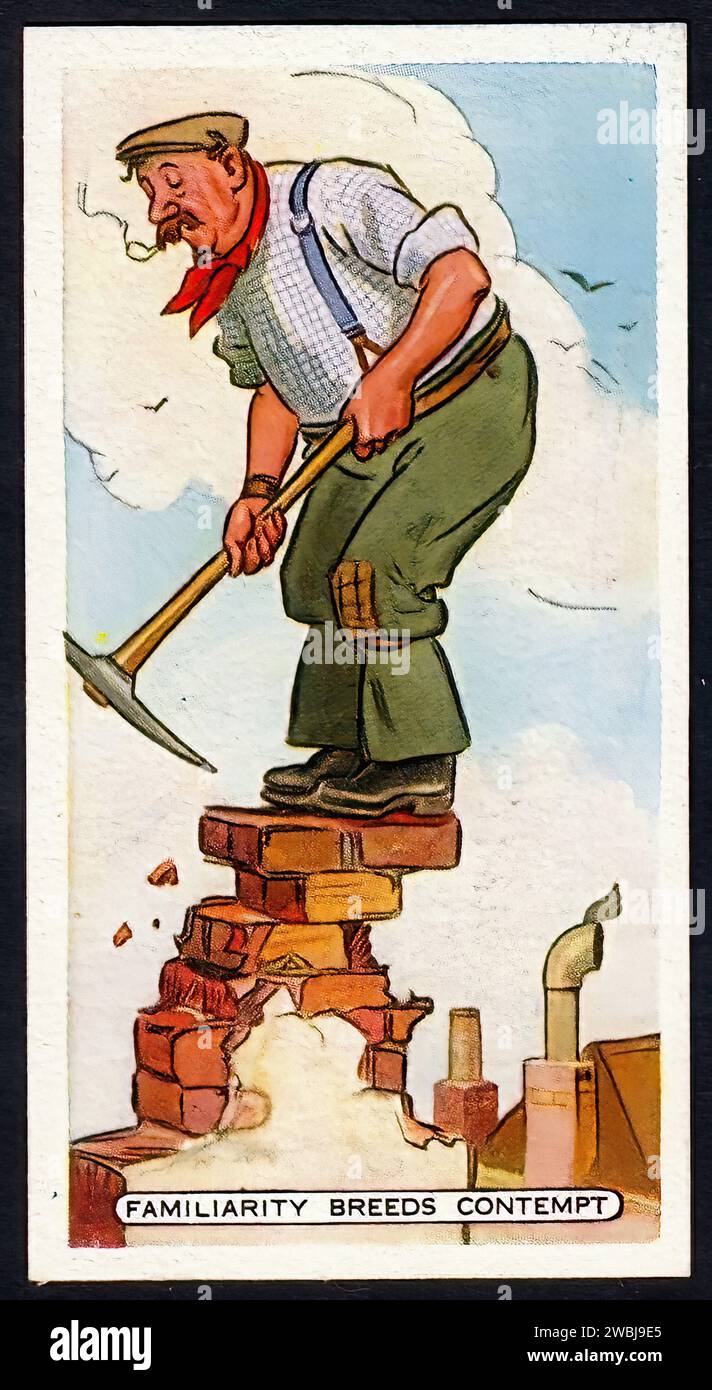 Familiarity Breeds Contempt - Vintage Cigarette Card Illustration Stock ...