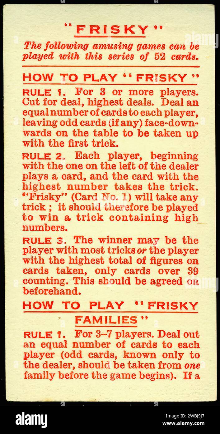 Frisky Instructions 1 - Vintage Cigarette Insert Illustration Stock ...