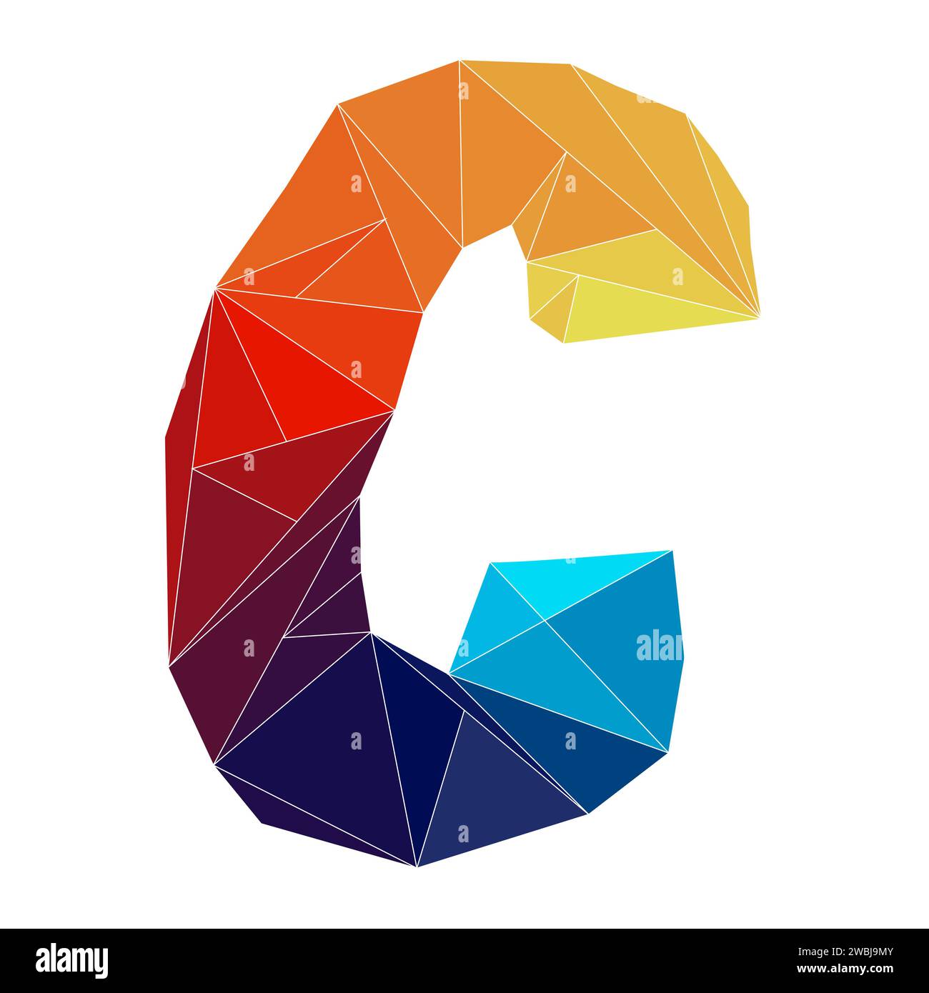 Polygonal letter C logo. Mosaic of alphabet. Triangles, Letter from geometric shapes Stock ...