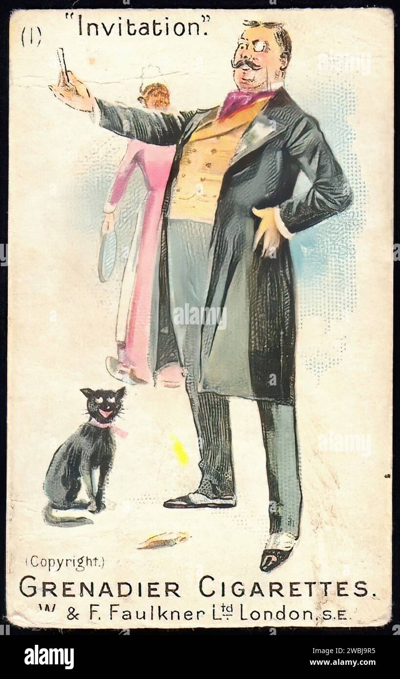 Invitation - Vintage Cigarette Card Illustration Stock Photo - Alamy