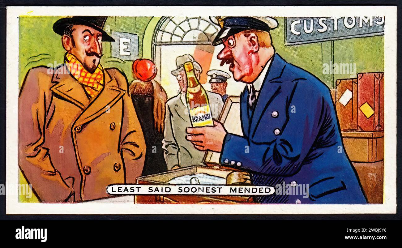 Least Said Soonest Mended - Vintage Cigarette Card Illustration Stock ...