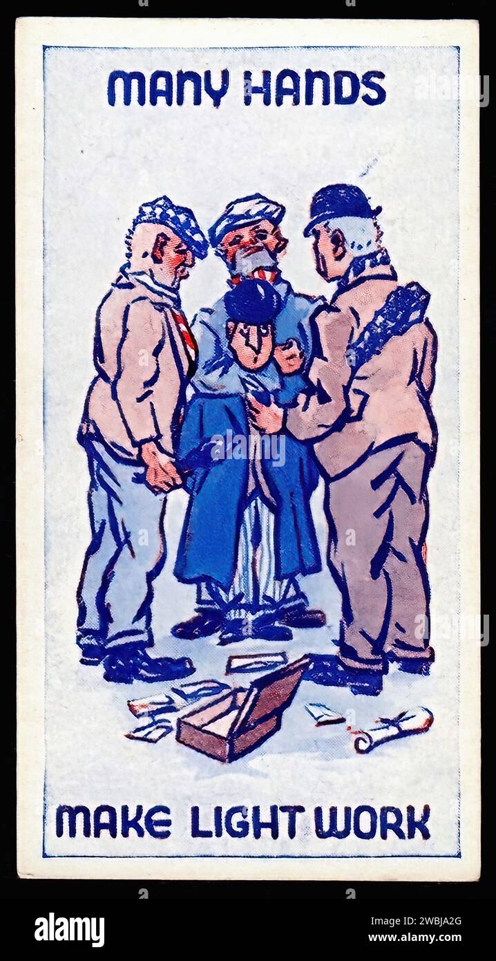 Many Hands Make Light Work - Vintage Cigarette Card Illustration Stock ...