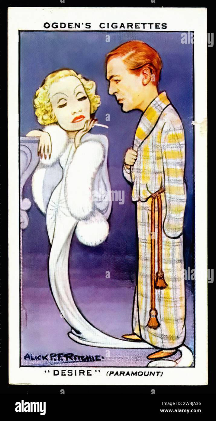 Marlene Dietrich & Gary Cooper - Vintage Cigarette Card Illustration ...