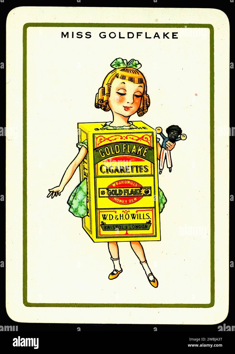 Miss Goldflake - Vintage Cigarette Advertisment Card Illustration Stock ...