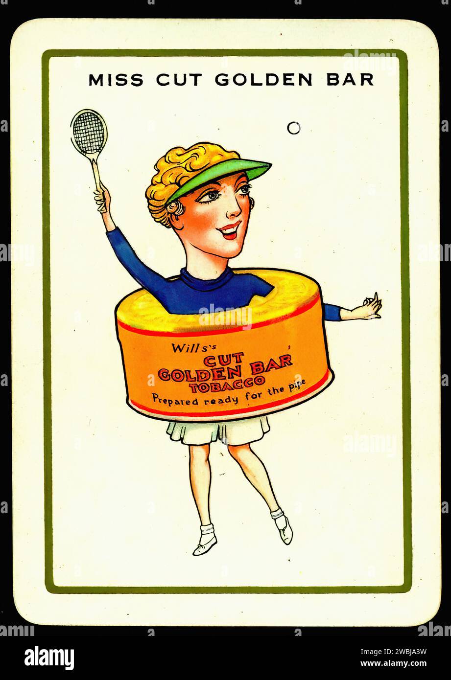 Miss Cut Golden Bar - Vintage Cigarette Advertisment Card Illustration ...