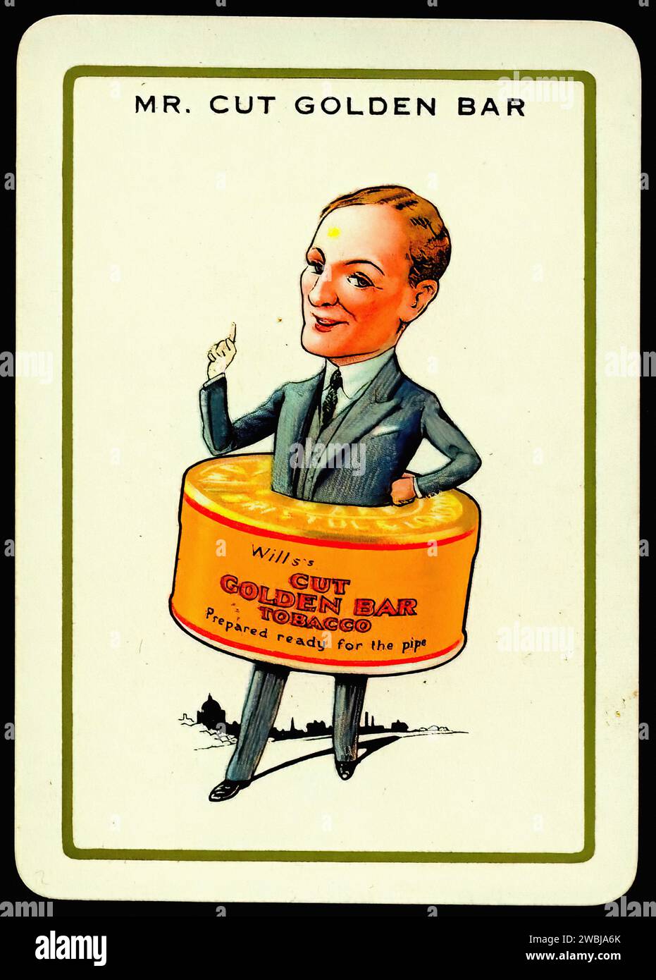 Mr Cut Golden Bar - Vintage Cigarette Advertisment Card Illustration ...