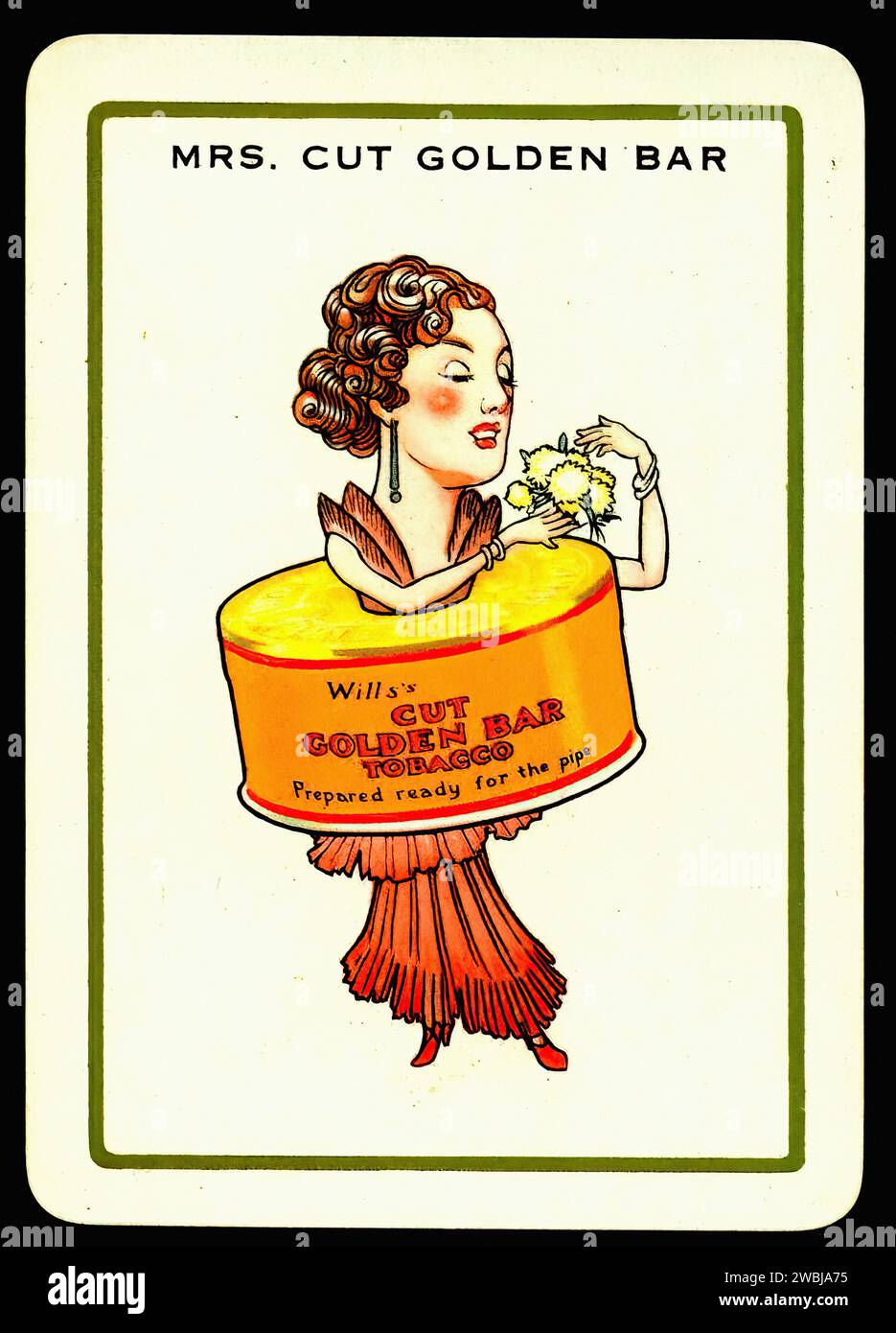 Mrs Cut Golden Bar - Vintage Cigarette Advertisment Card Illustration ...