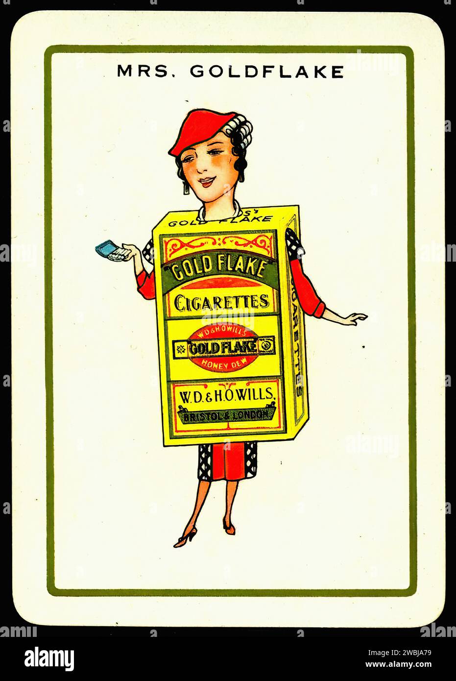 Mrs Goldflake - Vintage Cigarette Advertisment Card Illustration Stock ...