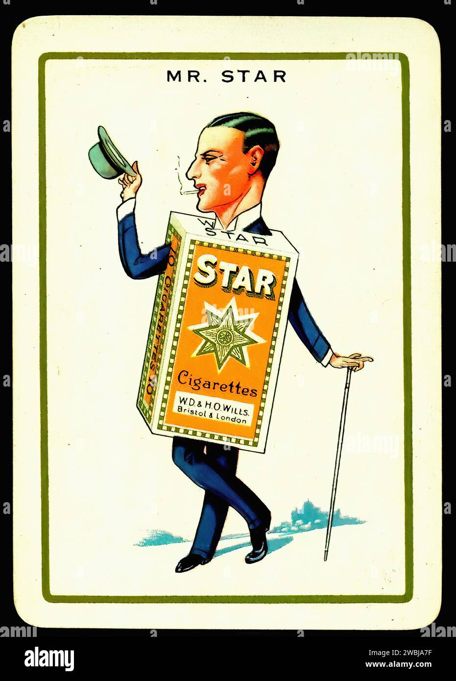 Mr Star - Vintage Cigarette Advertisment Card Illustration Stock Photo ...