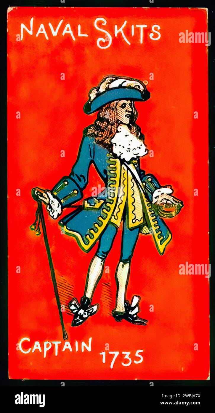 Naval Captain 1735 - Vintage Cigarette Card Illustration Stock Photo ...
