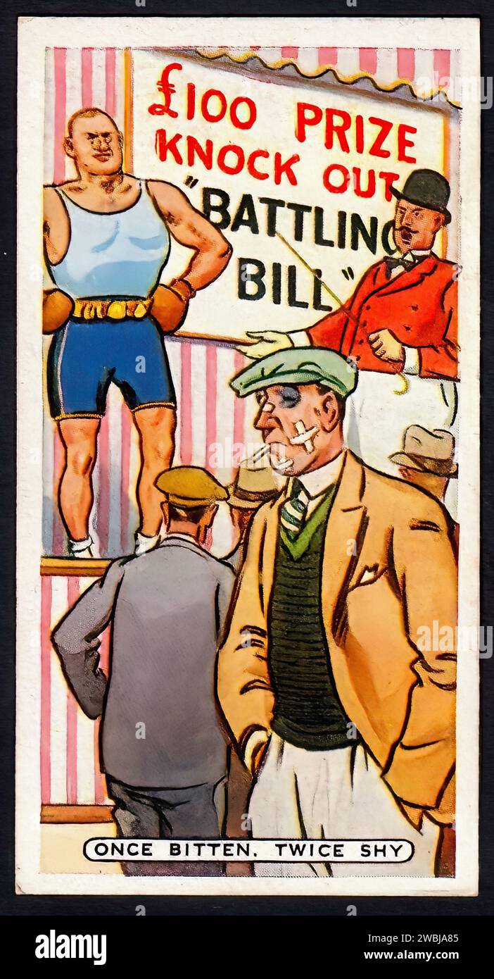 Once Bitten, Twice Shy - Vintage Cigarette Card Illustration Stock ...