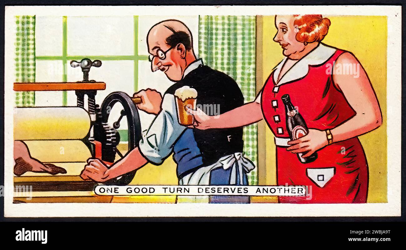 One Good Turn Deserves Another - Vintage Cigarette Card Illustration ...