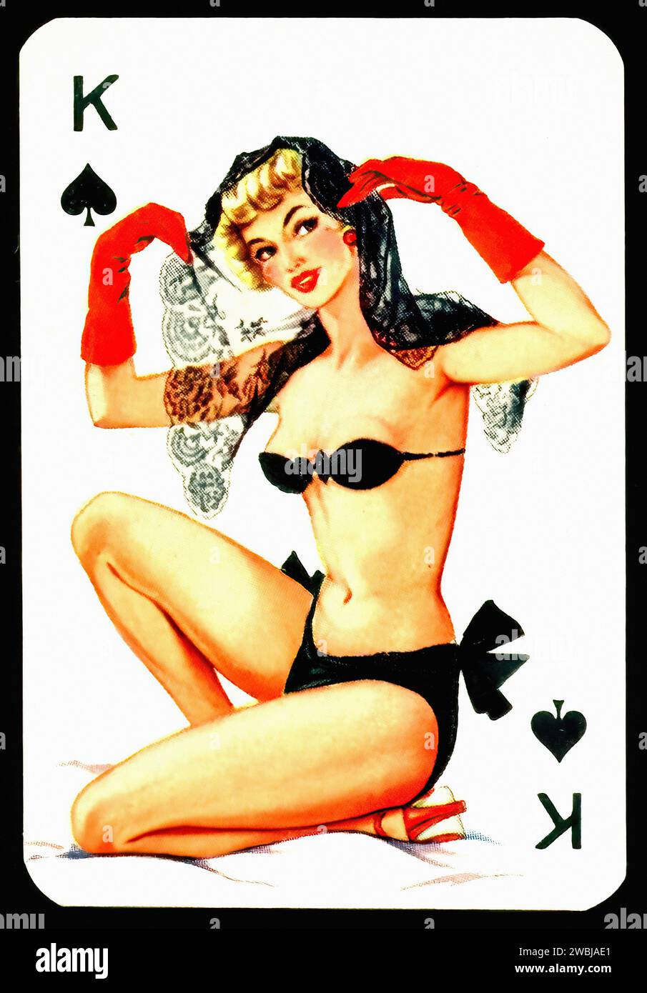 Pin Ups - King of Spades - Vintage Dandy Gum Illustration Stock Photo - Alamy